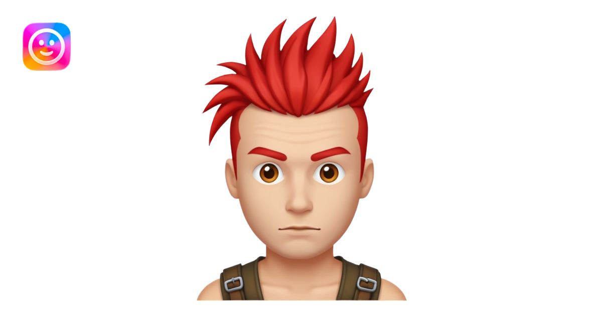 Mec avec une crête rouge emoji | AI Emoji Generator