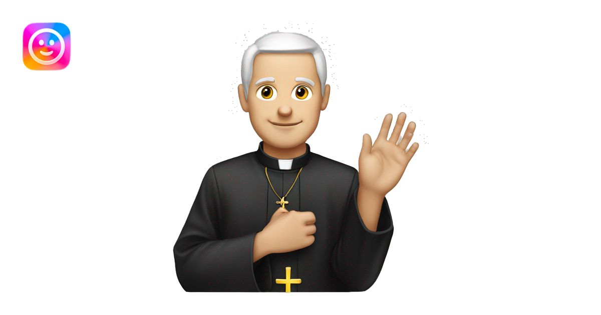 White Catholic Priest doing phone hand symbol emoji | AI Emoji Generator