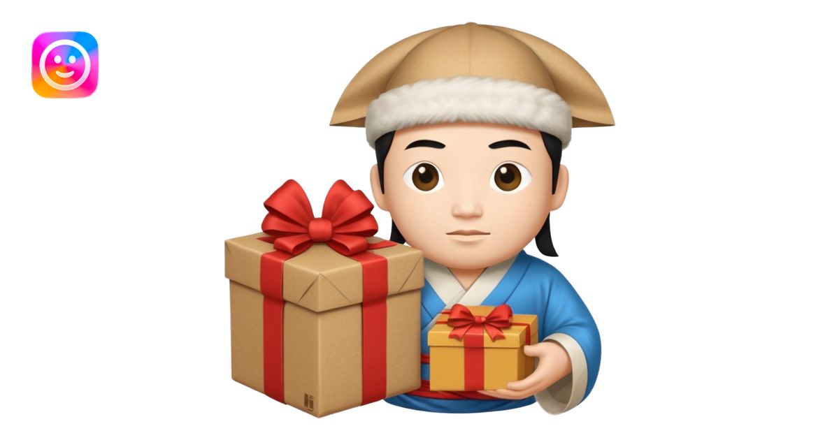 chinese Ming god hold carton box gift emoji | AI Emoji Generator