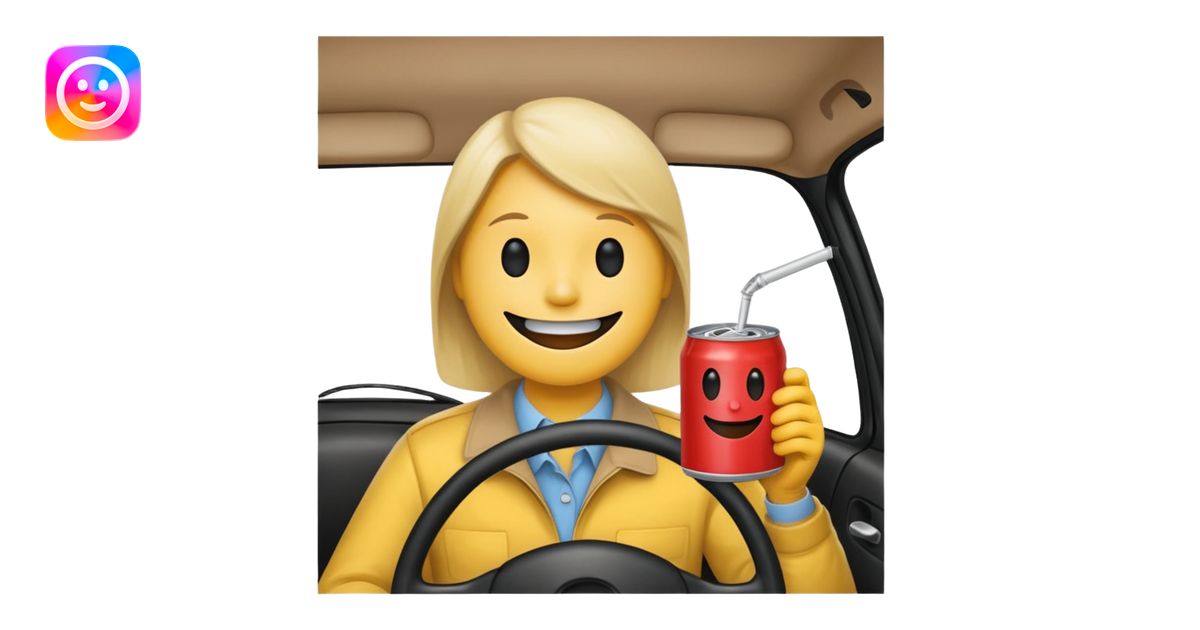 Smiley face drinking and Driving emoji | AI Emoji Generator