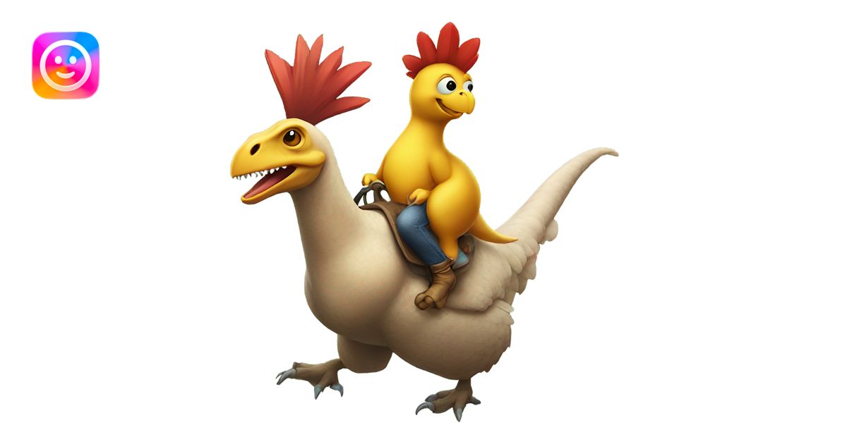 Dinosaur riding a chicken emoji | AI Emoji Generator