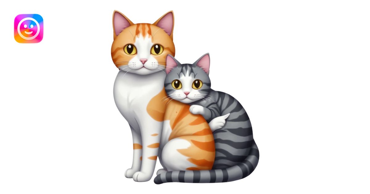 full body colourful light patched calico + white tabby cat cuddling a ...