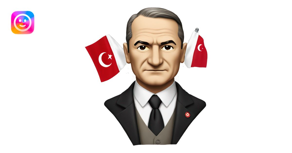 Ataturk and the Turkish flag emoji | AI Emoji Generator
