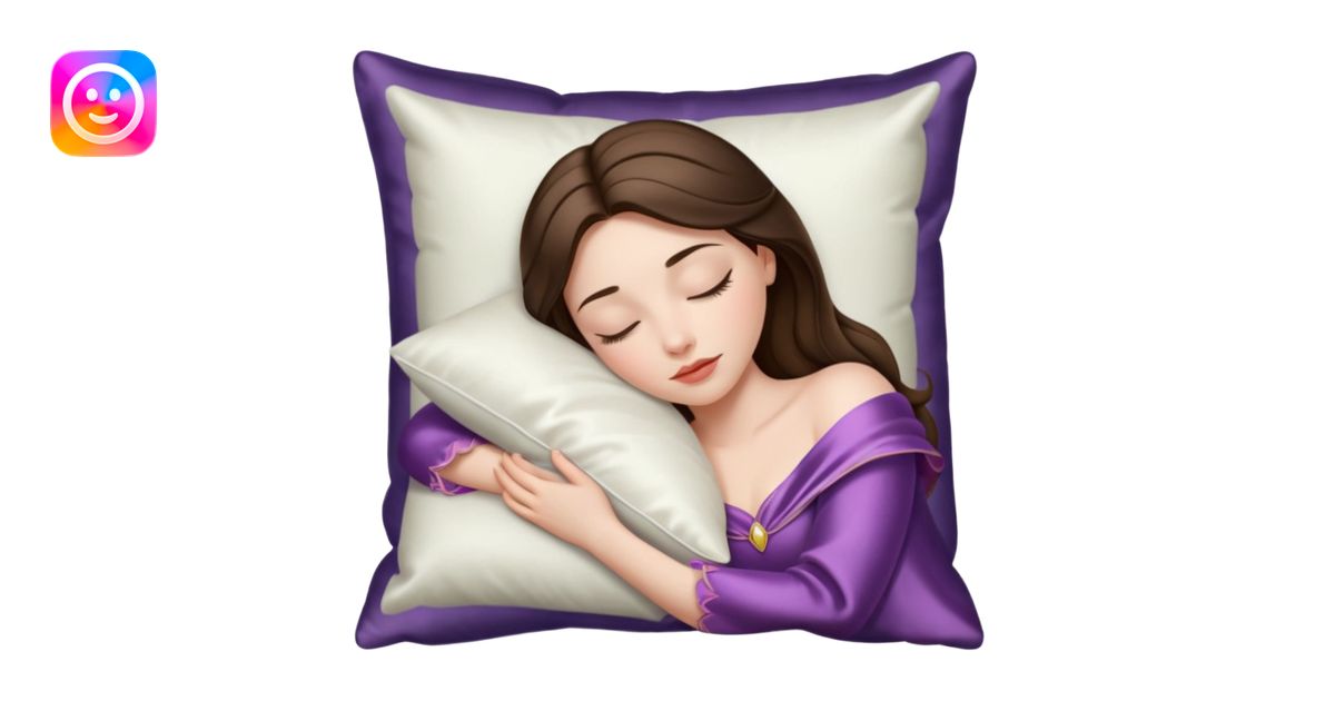 sleeping beauty brunette white girl with a silk pillow emoji | AI Emoji ...