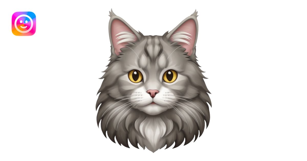 Maine coon gris et blanc emoji | AI Emoji Generator