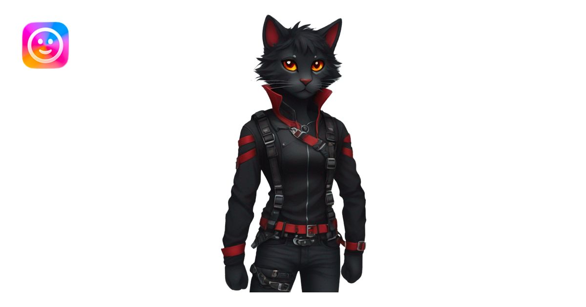 Anthro Edgy Cool Beautiful Black Cat-Fursona with Emo Hair-bangs with ...