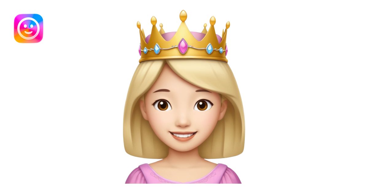 Asian girl wearing a princess crown on her head emoji | AI Emoji Generator