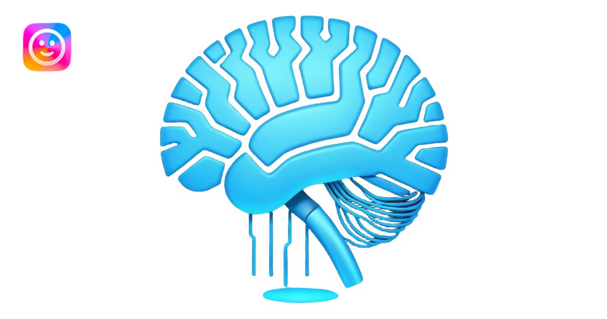 artificial intelligence emoji icon, modern, minimal, glowing brain ...