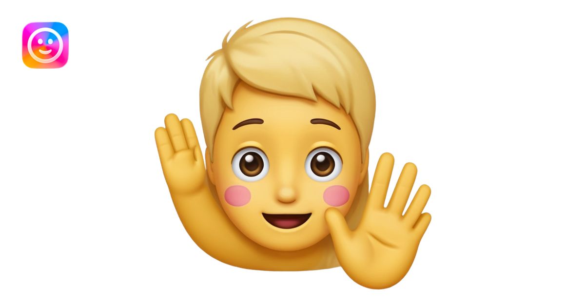 Shy face emoji with a hand waving emoji | AI Emoji Generator