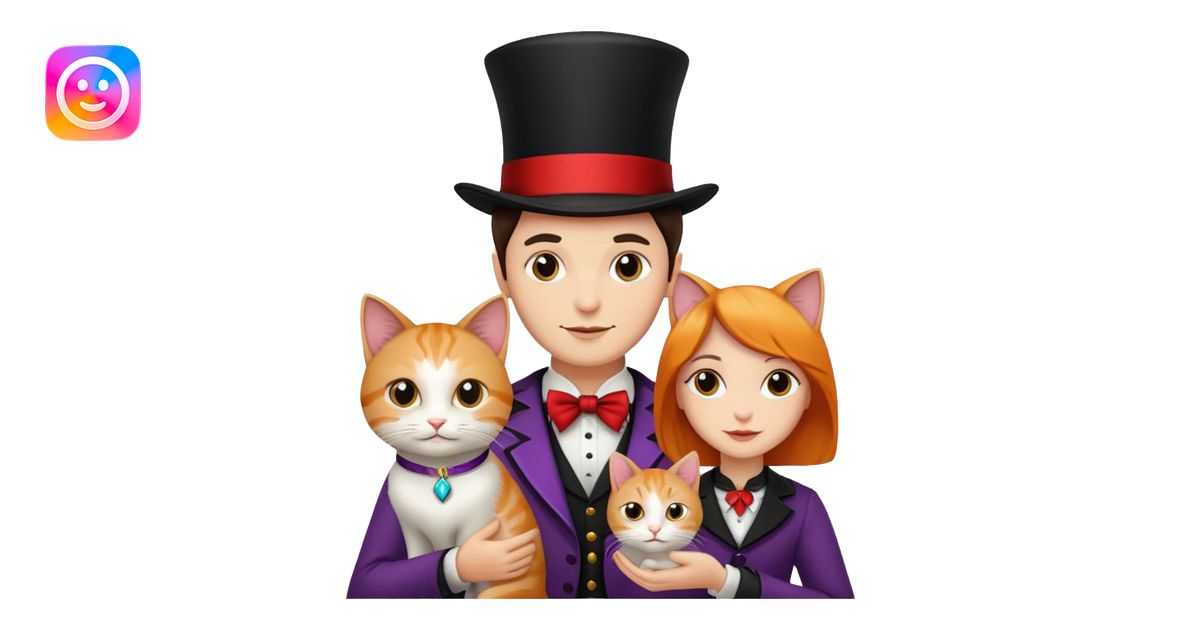 magician couple and their pet cat emoji | AI Emoji Generator