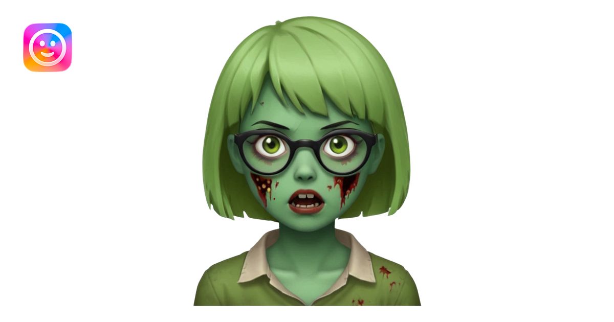 faça uma menina zumbi,da cor verde,com o cabelo curto,até o pescoço ...