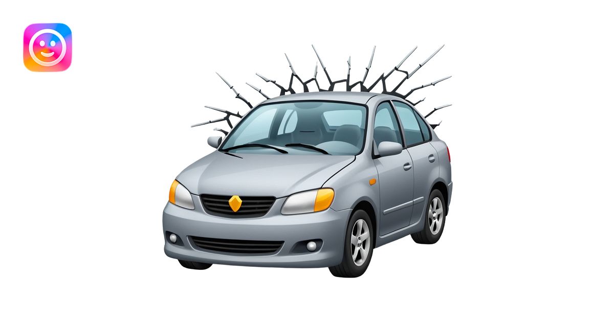 car crashed to a trafic barrier barrier in front of car and car front ...