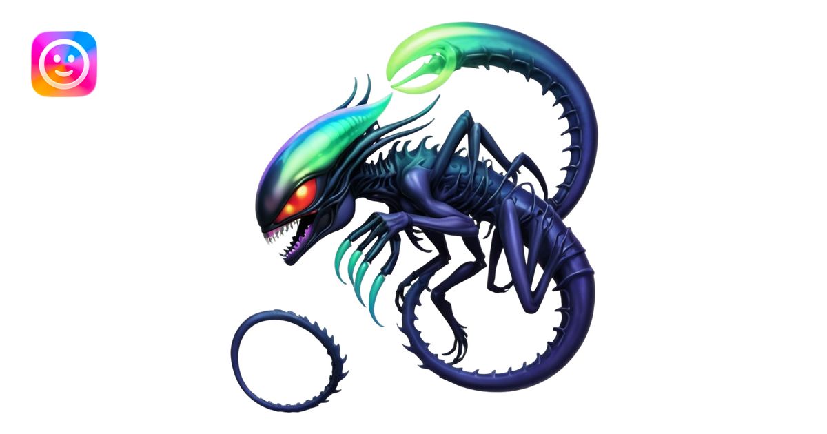 Abstract Venom-Xenomorph-Lunala-ET-hybrid-fantasy-creature emoji | AI ...