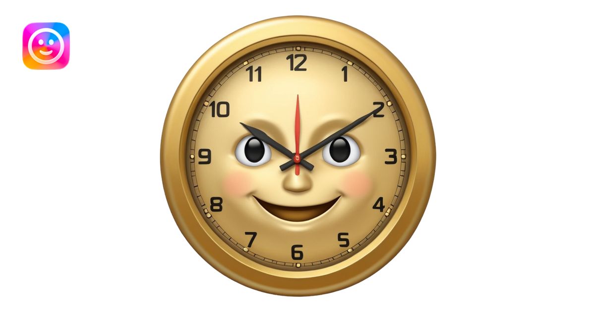 A clock smiling and handsome emoji | AI Emoji Generator