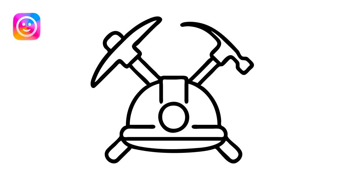 mining industry scene with a pickaxe and helmet icon | AI Emoji Generator
