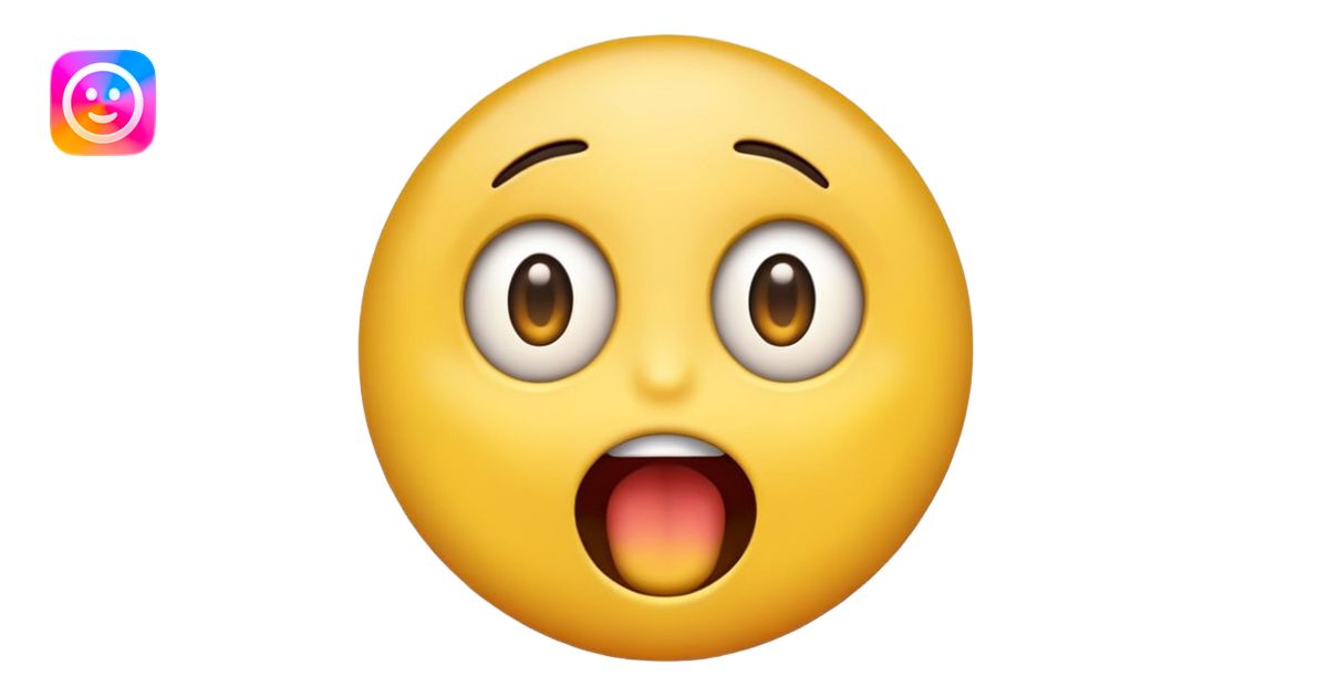 cartoon sticker of a colorful and cheerful shocked and surprised emoji ...
