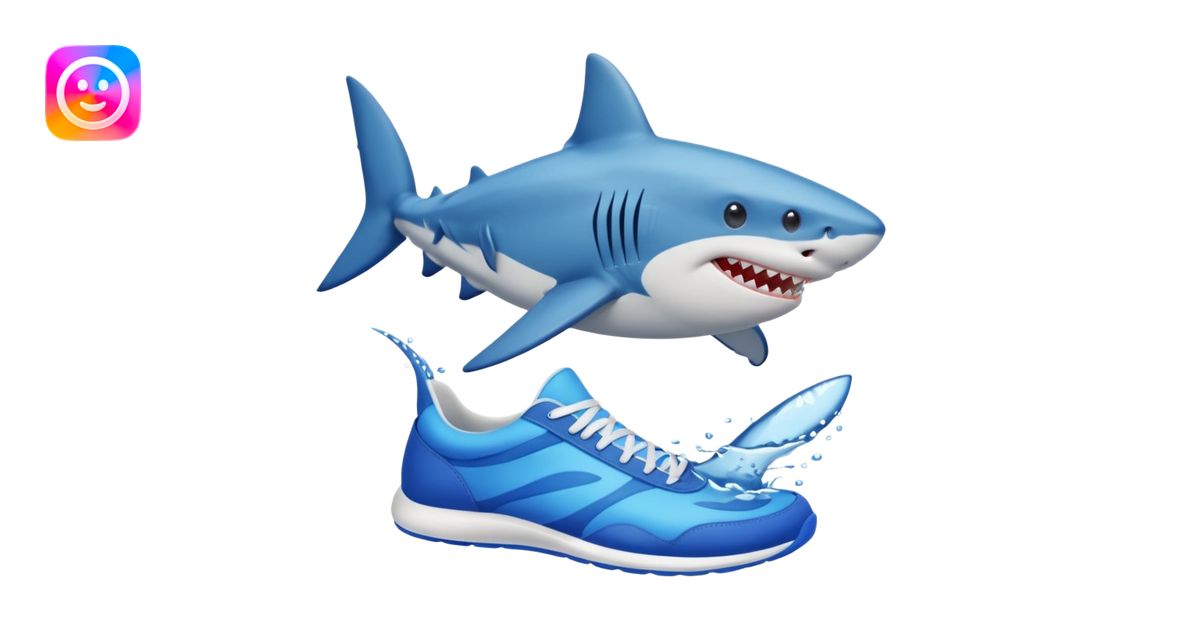 tiburon con tenis azules emoji | AI Emoji Generator