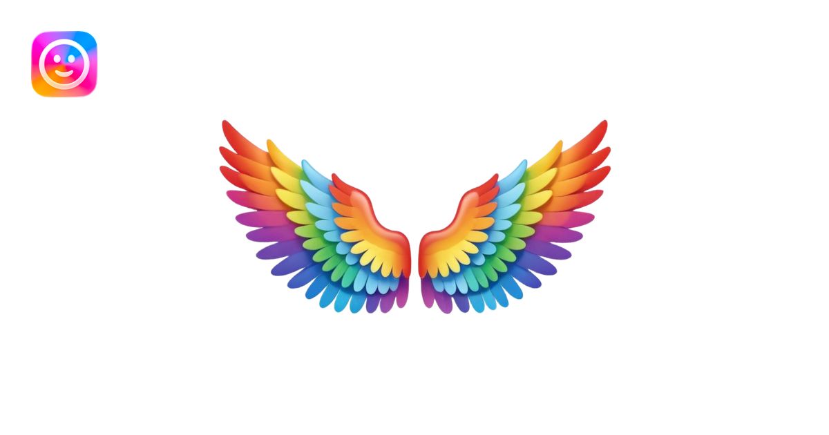 Simple tiny rainbow angel wings. Simple cute small left and right ...