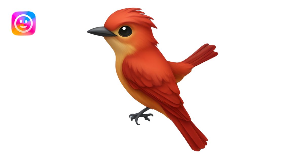 red male flycatcher bird flying emoji | AI Emoji Generator