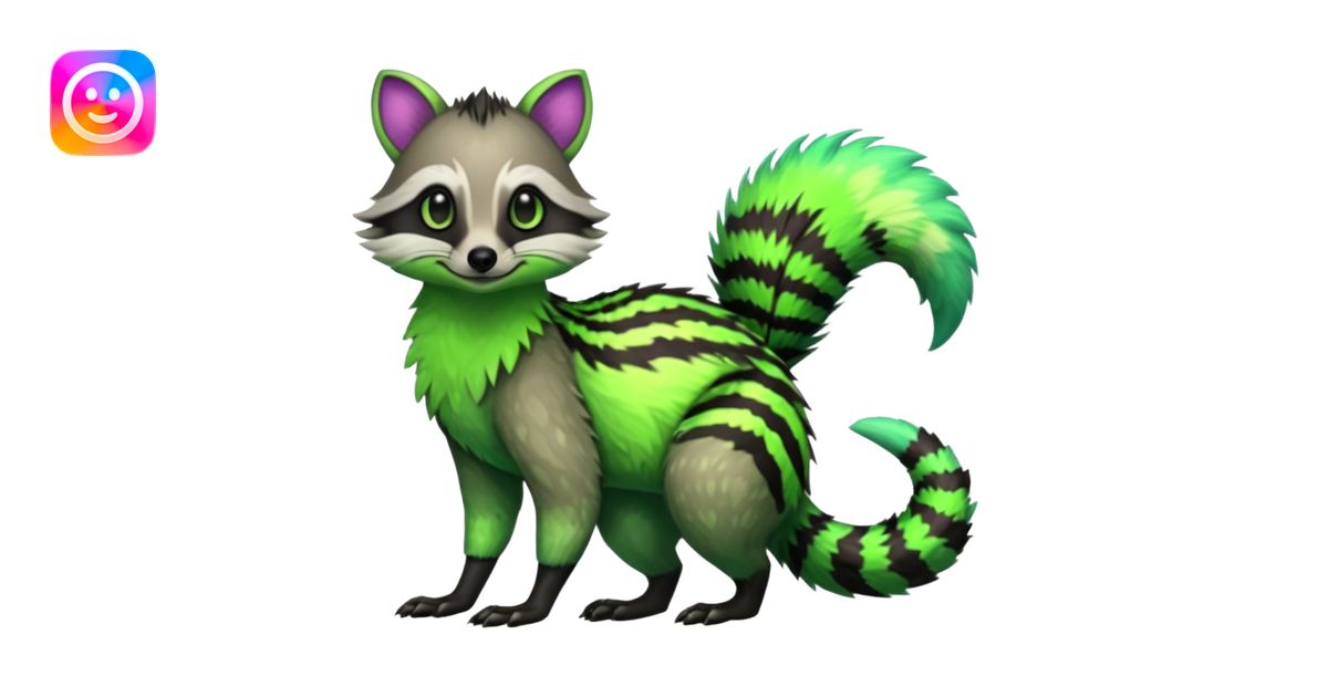 Iridescent Neon Green Civet-Numbat-Sergal-fusion-hybrid-animal-creature ...