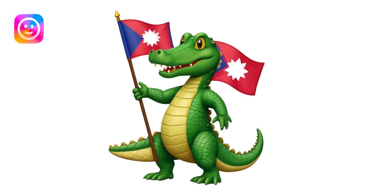 an alligator with the flag of Nepal in his right hand emoji | AI Emoji ...