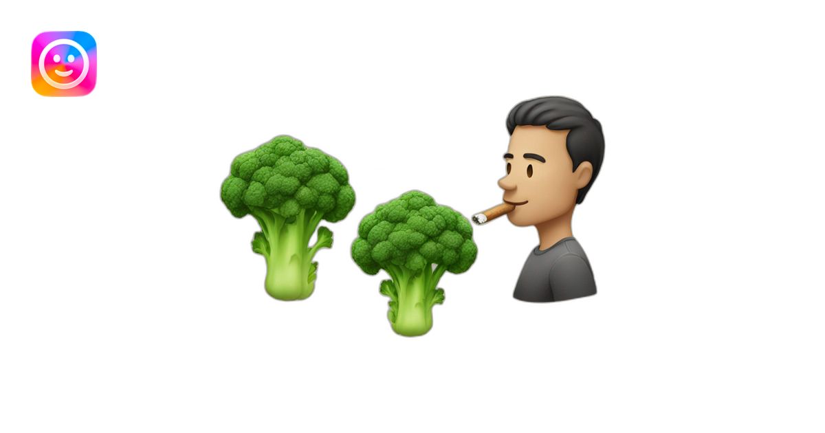 Person Smoking, love heart broccoli, 420 emoji | AI Emoji Generator