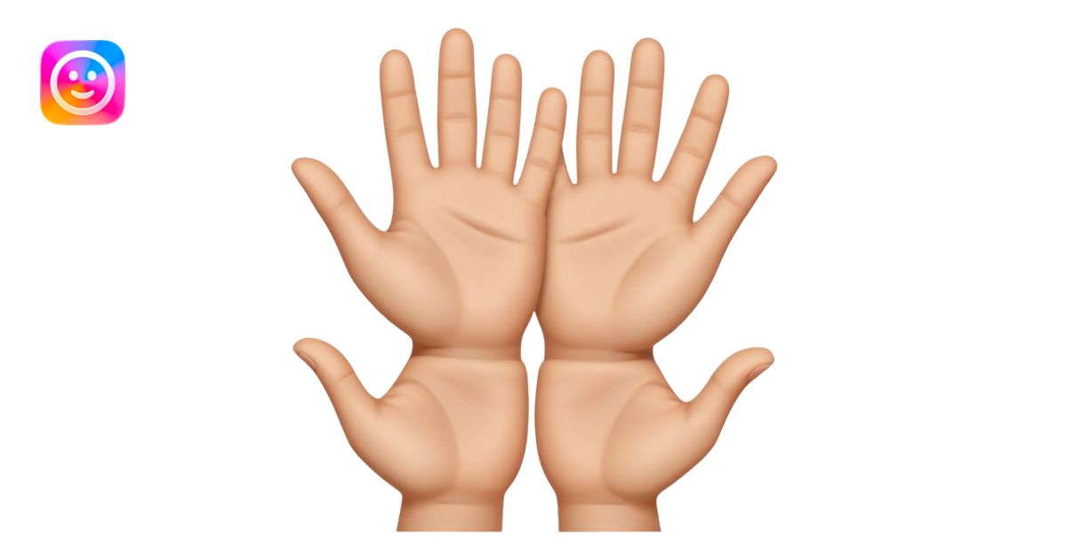 Emoji icon of open hands facing up, soft realistic skin texture, smooth ...