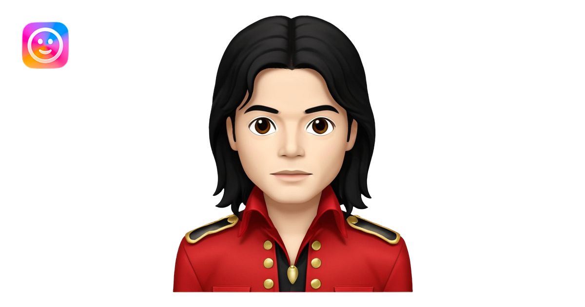 Michael Jackson light skin, long black hair, brown eyes, red and black ...