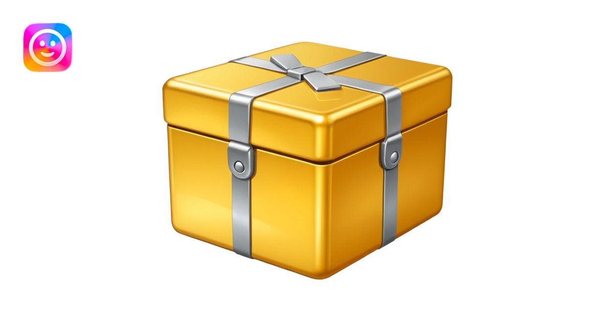 Clean Gold box direct frontal view emoji | AI Emoji Generator