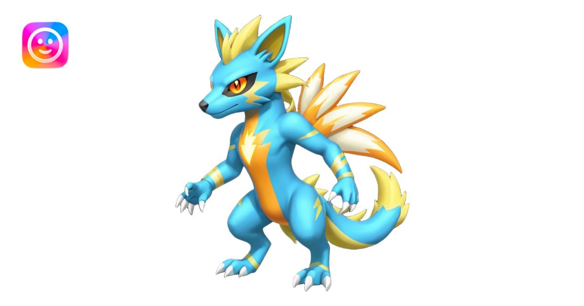 Cyan manectric-Electrike-Zeraora-fusion with neon-green stripes and ...