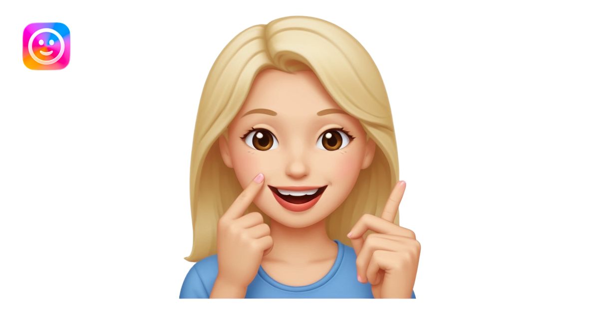 Create a blushing emoji face smiling while biting its finger in a ...