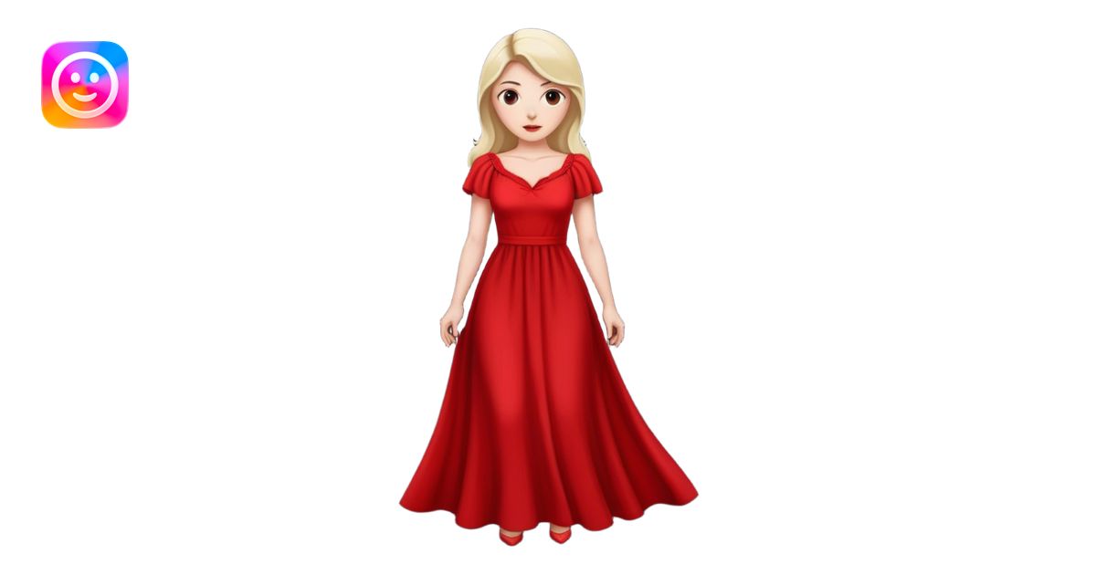 white conservative woman in long red dress emoji | AI Emoji Generator
