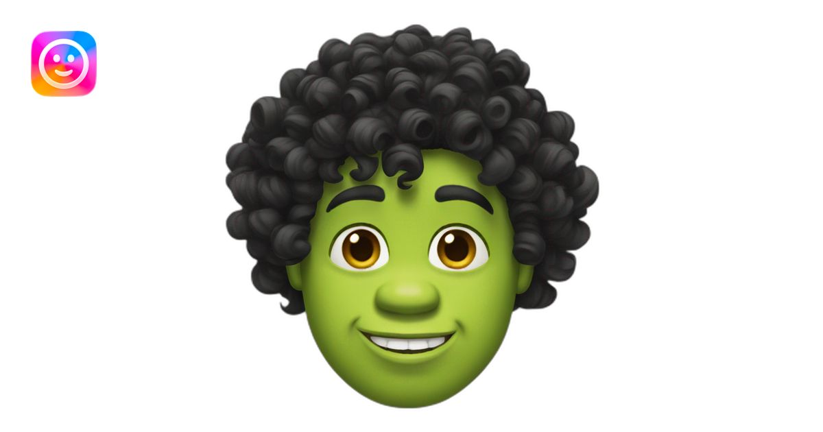 Shrek emoji with black curly hair emoji | AI Emoji Generator