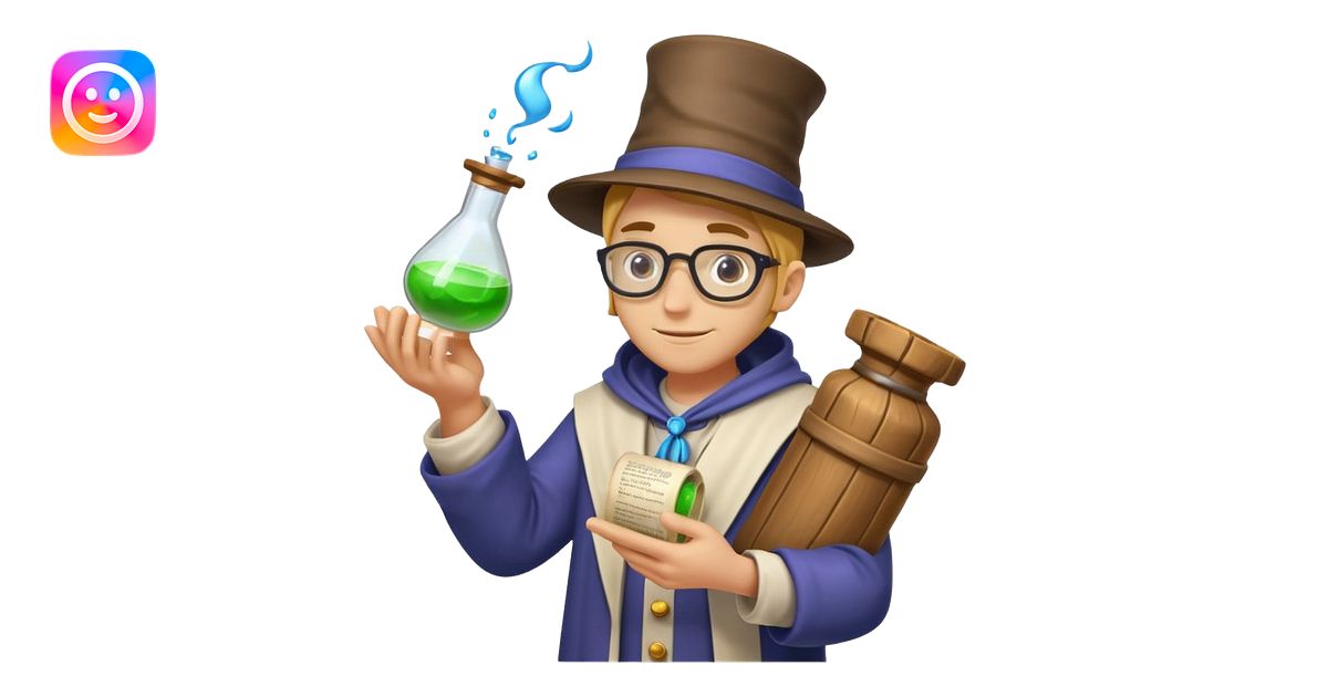 alchemist character holding upgraded formula scroll emoji | AI Emoji ...