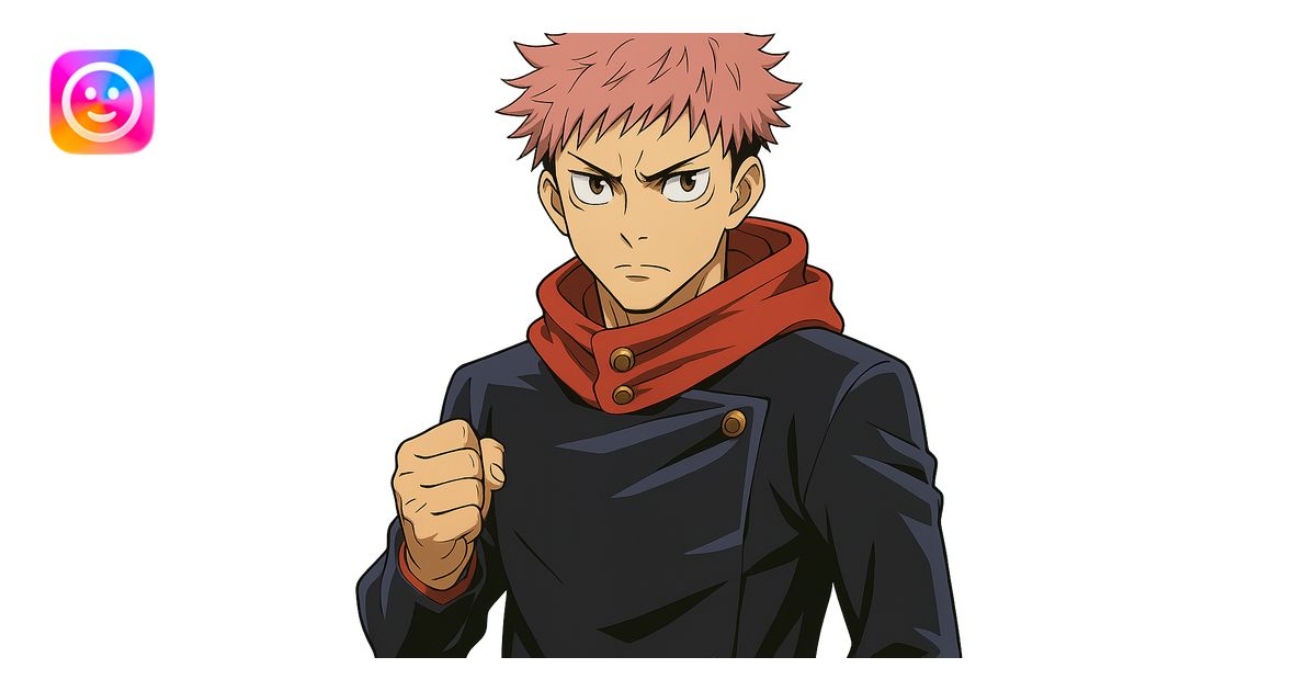 Yuji Itadori from Jujutsu Kaisen, pink hair, school uniform, determined ...