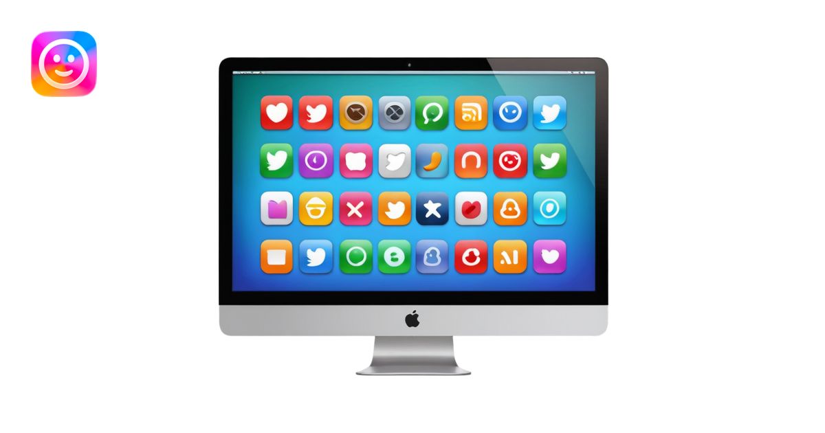 iMac screen displaying app icons in grid emoji | AI Emoji Generator
