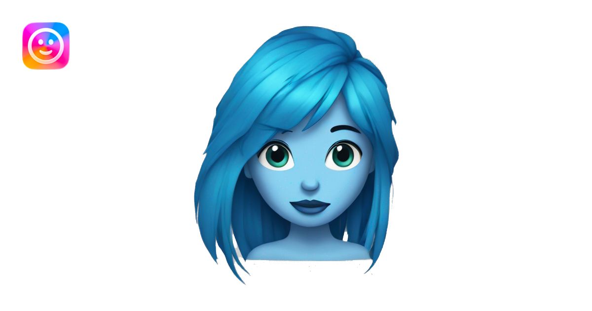 Chica con pelo azul y piercings muy mona emoji | AI Emoji Generator