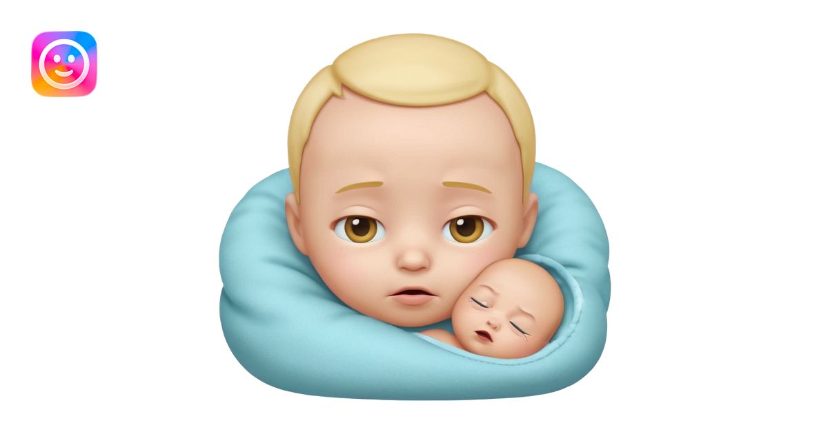 Cute 3D baby emoji, rubbing eyes, sleepy expression, short fine baby ...