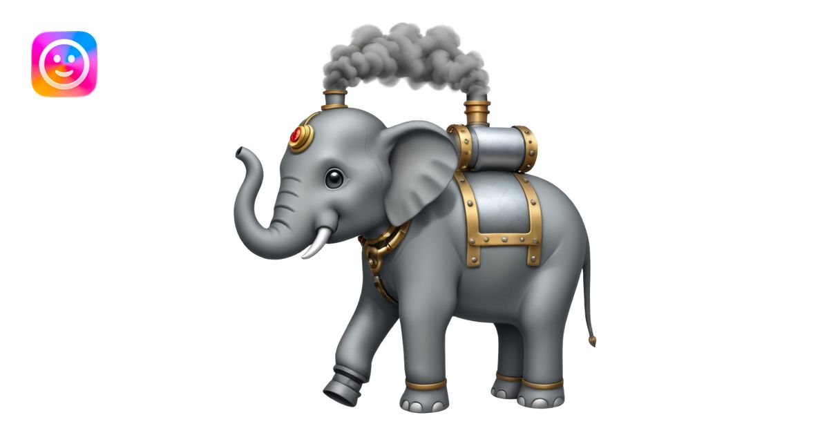 Steam Elephant full body were a smoke is coming out of it emoji | AI ...