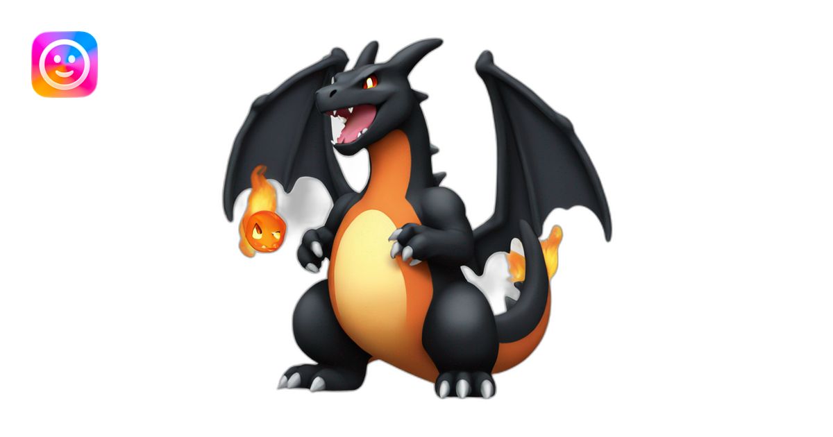 Black Charizard emoji | AI Emoji Generator