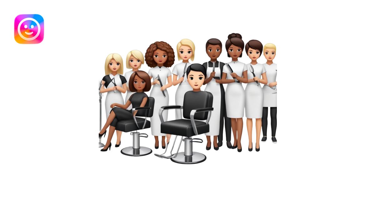 group of people learning hairdressing in beauty salon training emoji ...