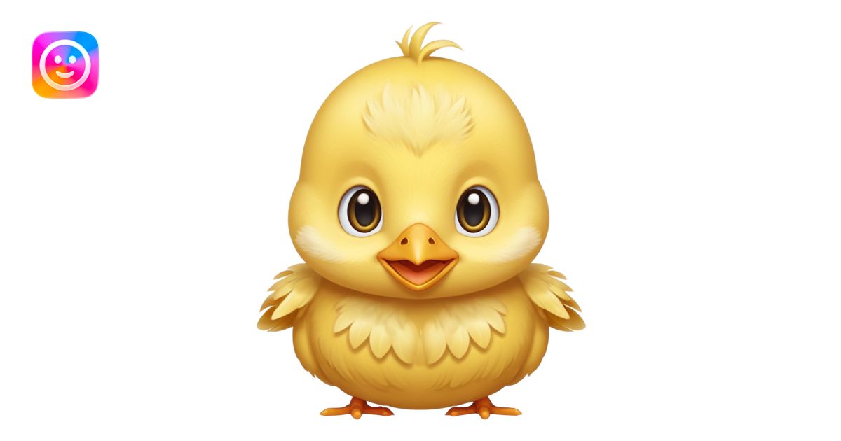 Cute baby chick named Lex, smiling with big shiny eyes, soft yellow ...