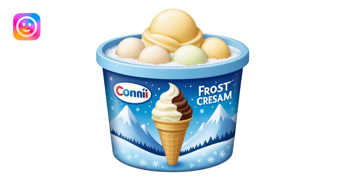 A creamy ice cream tub with a minimalist printed label showing flavor ...