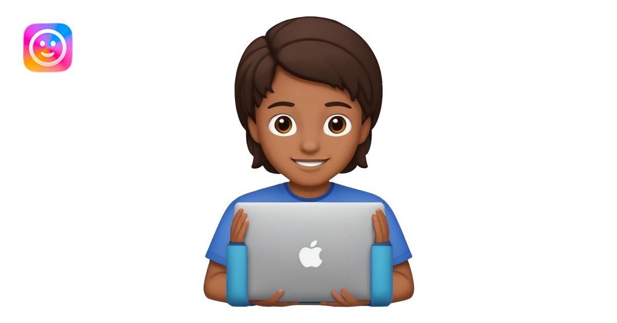 Mexican teen behind macbook emoji | AI Emoji Generator
