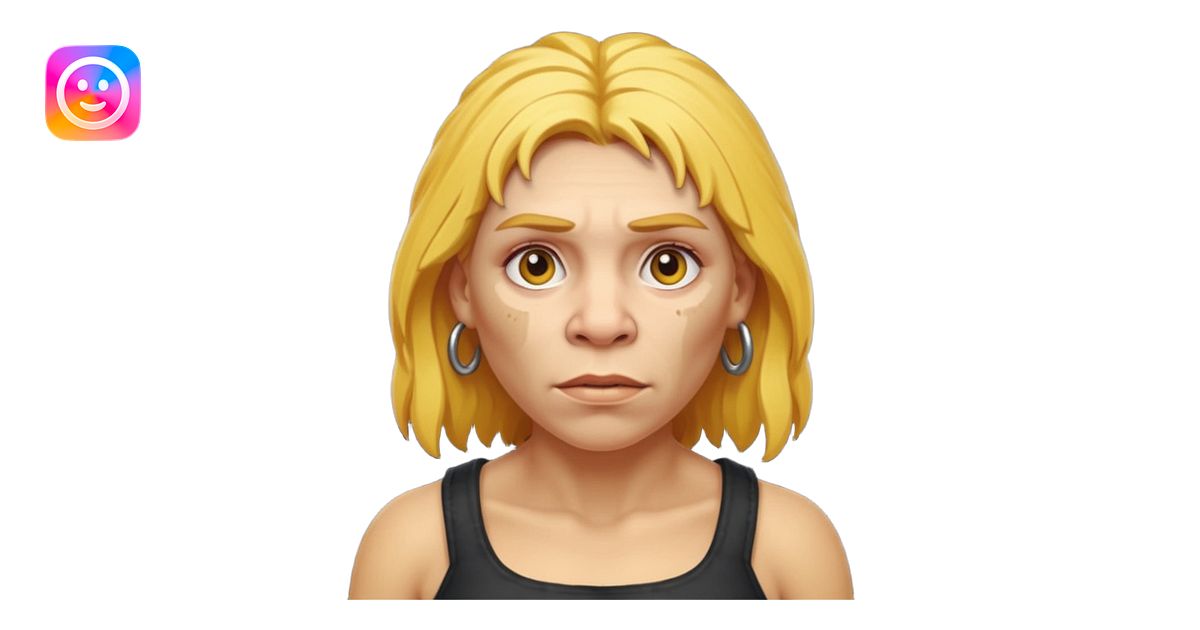 Neanderthal woman with yellow hair emoji | AI Emoji Generator
