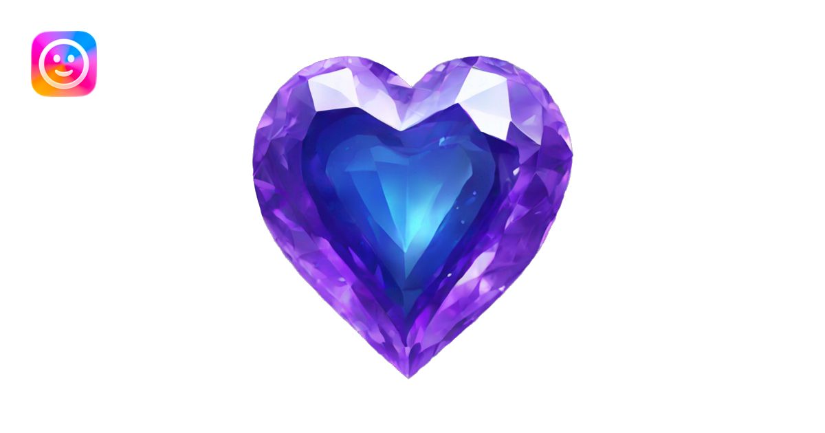 Crystal heart half indigo half purple animated spinning emoji | AI ...