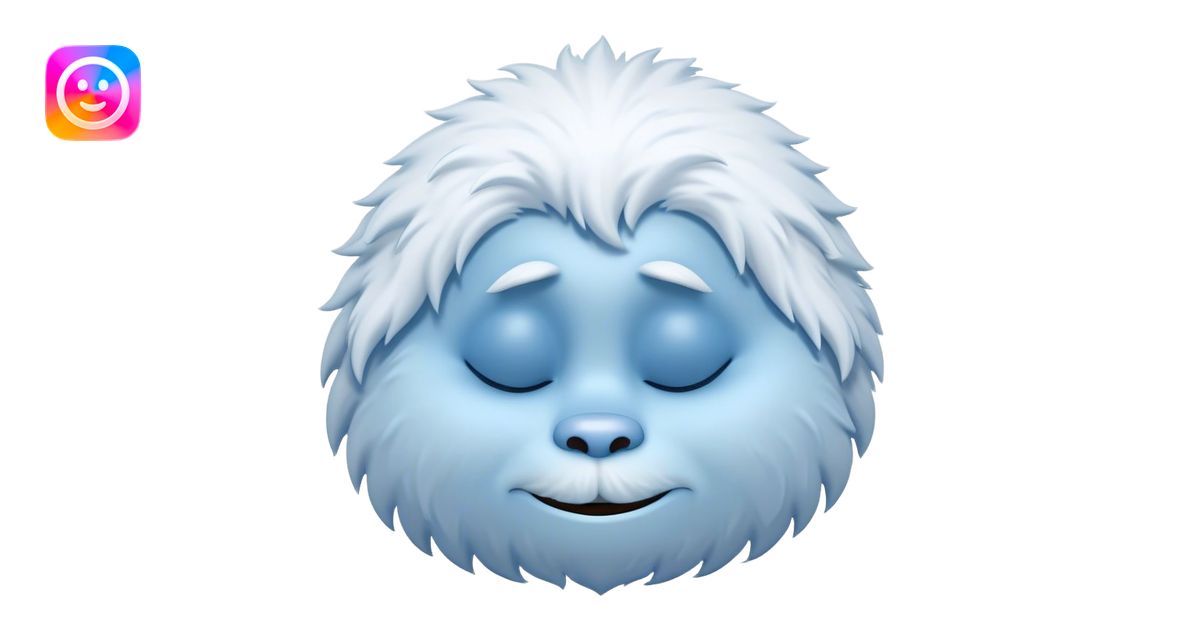 Meme-Worthy Cute Sleeping Yeti Portrait Emoji, with a charming, fluffy ...