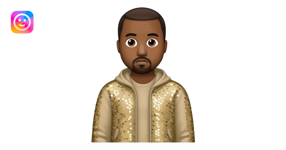 Kanye West with dark brown hair, beige sequin outfit emoji | AI Emoji ...