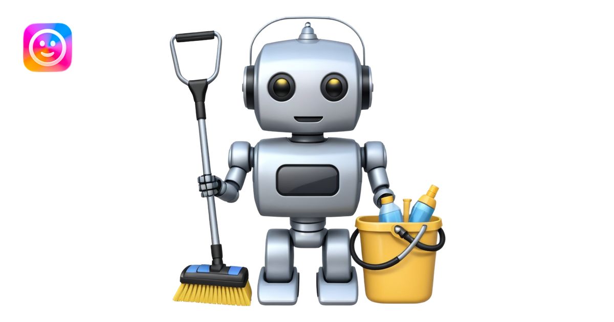 robot with cleaning tools emoji | AI Emoji Generator