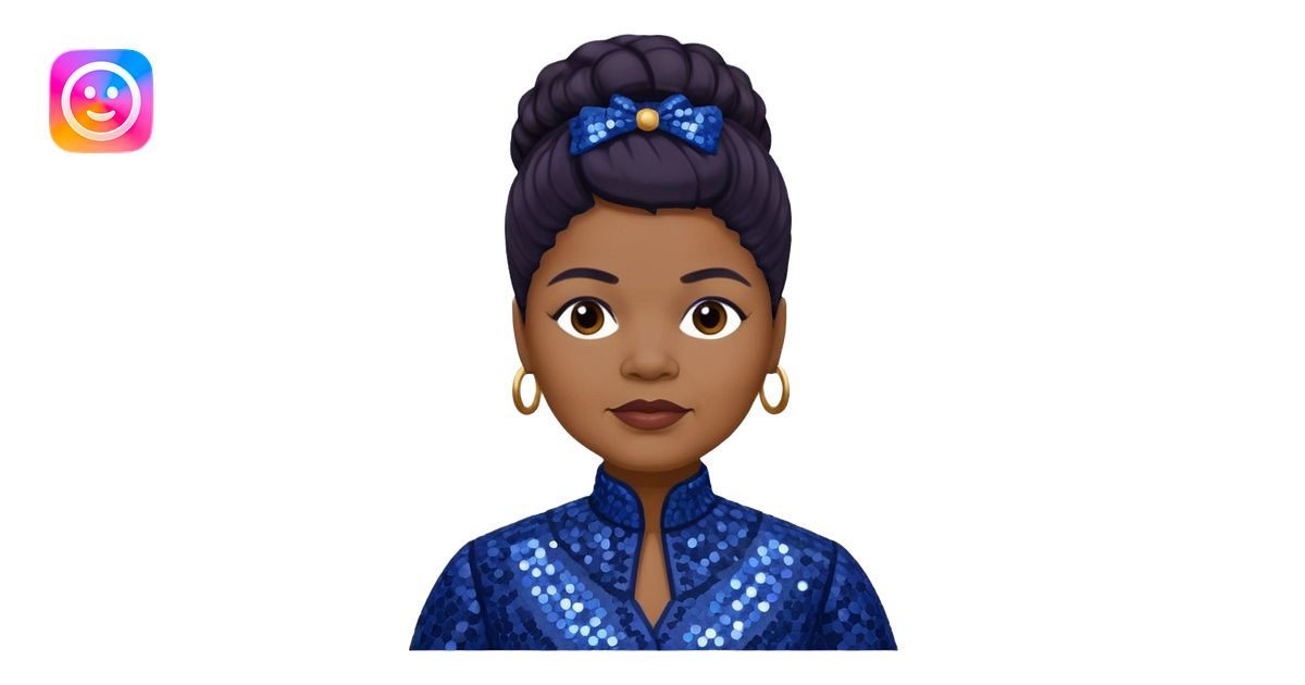 Ida B Wells with dark brown hair, indigo sequin outfit emoji | AI Emoji ...